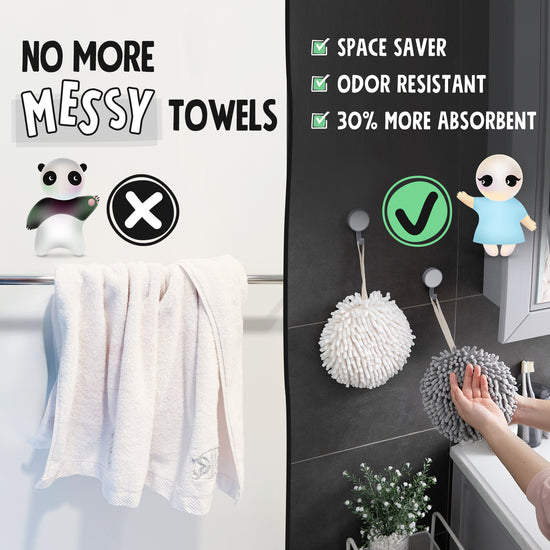 Fuzzy Ball Towels Set of 2 White and Gray – Sophie & Panda